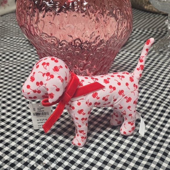 Victoria's Secret | Other | Victorias Secret Pink Dog Plush With Red ...